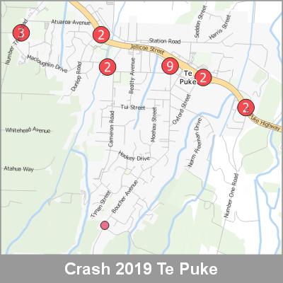 2019 Crashes Te Puke - Digital Maps